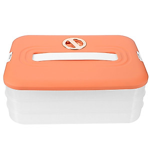 3 Layer Refrigerator Dumpling Box, Stackable Dumpling Food Containers, Dumpling Box Bins Holder with Lids for Refrigerator ( Orange )
