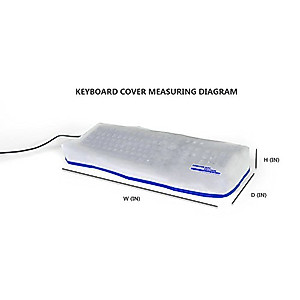 COMPUTER DUST SOLUTIONS Keyboard Dust Cover, Covers Standard Size PC Keyboards, Silky Smooth Antistatic Vinyl, Translucent Coconut Cream Color with Blue Trim, Larger, (18W x2H x7D)