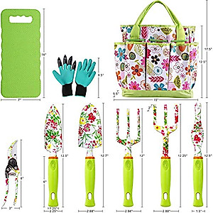 NAYE Garden Tool Set,Cute Gardening Gifts for Women,Birthday Gifts for Mom,Heavy Duty Tool Kit with Gardening Gloves,Garden Tote,Kneeling Pad,Hand Pruner,Trowel,Hand Rake,Weeder,Fork,Transplanter