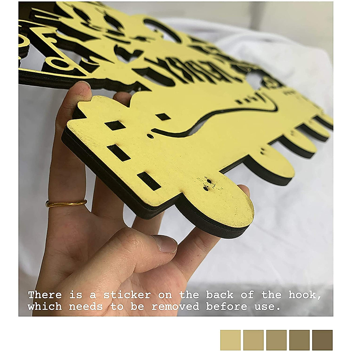 Dinosaur Theme Park World ，Hat Rack Key Hook Coat Hook Towel Holder, with 5 Metal Hooks, Clothes Hook, Kitchen Shelf, Wooden Storage Shelf,Black,16 Inch, 11 Lbs