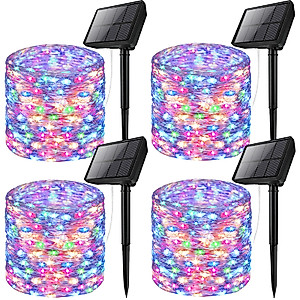 Solar String Lights Outdoor Extra-Long 288Ft 800 LED Super Bright Fairy Lights Waterproof 4-Pack Each 72FT 200 LED Solar Powered Halloween Christmas Lights with 8 Modes for Garden Wedding (Multicolor)