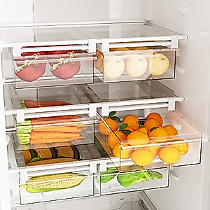 BETSO Refrigerator Organizer Bins,Refrigerator Drawer Organizer,Pull Out Fridge Drawer,Clear Container for Food,Vegetable,Fruit Fit for 𝟏𝟏.𝟖𝟏𝐭𝐨 𝟏𝟔.𝟗𝟑 𝐢𝐧𝐜𝐡𝐞𝐬 Fridge Shelf