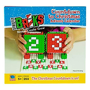 Strictly Briks Compatible with LEGO 24 Day Countdown Advent Calendar Set, 713 Pieces, Baseplates, 1x1 Pixels, 3D Briks and AlphaBriks, Holiday Decorations, STEM Toy Set