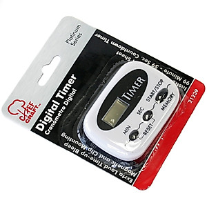 Chef Craft Select Plastic 99 Minute Digital Timer with Clip, 2.5 inch, White