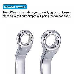 uxcell 45-Degree Offset Box End Wrench Set, 5.5-16mm Metric CR-V Steel with Rolling Pouch, 6-Piece