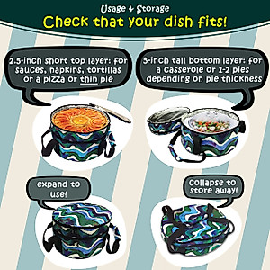 Pie Carrier, Round Casserole Carrier, Insulated Casserole Carrier, Casserole Carrier for Hot or Cold Food