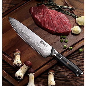 PAUDIN Damascus Chef Knife, 8 Inch Kitchen Knife, Japanese 67-layer VG-10 Stainless Steel Sharp Knife, Professional Chefs Knife with Ergonomic G10 Handle, for Home Kitchen and Restaurant