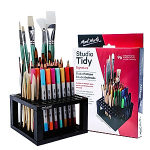 MONT MARTE 96 Hole Plastic Pencil & Brush Holder for Paint Brushes, Pencils, Markers, Pens and Modeling Tools. Provides Excellent Art Studio Organization.