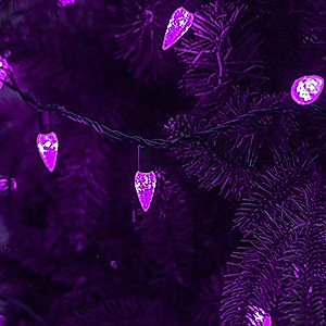 Dazzle Bright Halloween Lights, 100 LED 33 FT C6 String Lights with 8 Modes, Connectable Halloween Decorations for Indoor Outdoor for Tree Patio Party Decor (Purple)