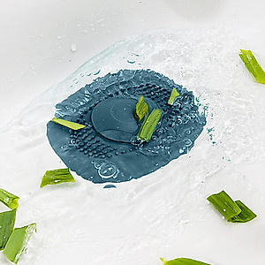 Hair Catcher, Silicone Shower Drain Stopper, Durable Drain Covers for Shower to Catch Hair, Hair Stopper Easy to Install and Clean Suit for Shower, Bathroom, Bathtub, Kitchen Sink (Blue)