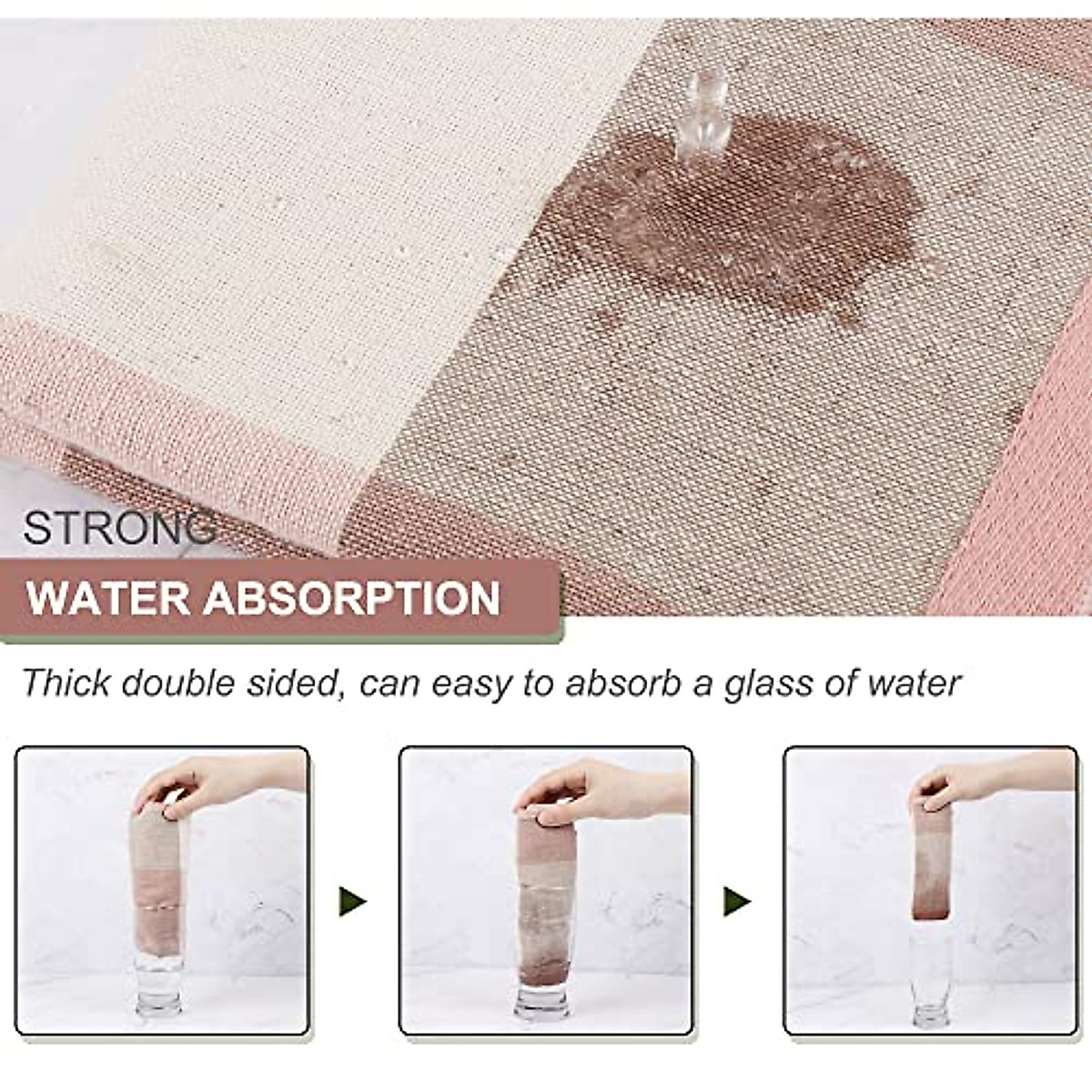 PiccoCasa 100% Cotton Terry Kitchen Towels, Big Buffalo Check, 6 Pack Soft Absorbent (13 x 29 Inch) Quick Dry Dish Towels - Pink, White