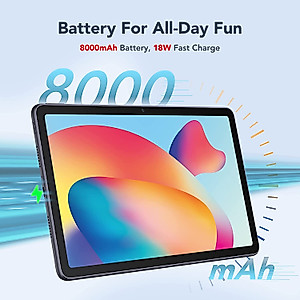 TCL 10.36 inch Android Tablet, TABMAX 10.4, 6GB + 256GB (up to 512GB), 8000mAh, FHD+ Display, WiFi Android 11 Tablet, Space Gray