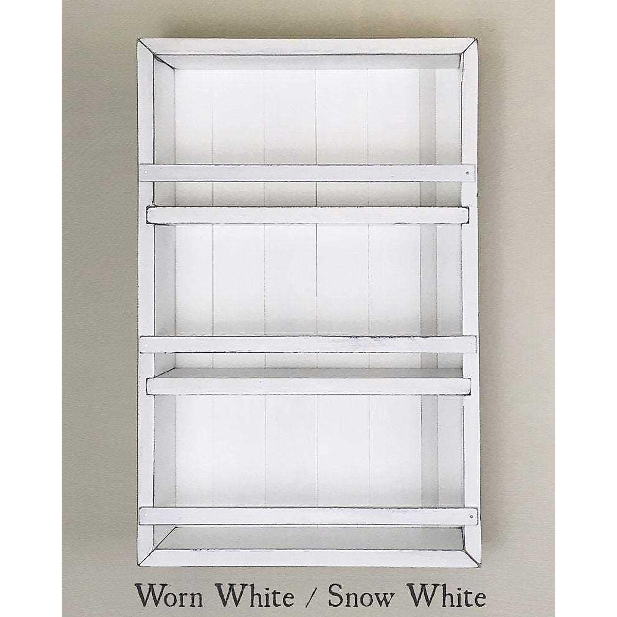 Mansfield Cabinet No. 102 - Solid Wood Spice Rack Cabinet White Wash/Farmhouse Red