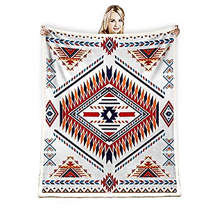 Juirnost Native American Blanket Aztec Blanket Mexican Blanket Western Throw Blankets Indian Blankets Navajo Blanket Southwestern Throw Blanket Beige Tribal Boheiman Blanket Ethnic Geometric Blanket