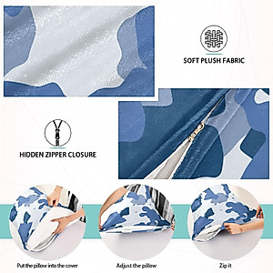 Blue Camo Pillow Cases King Size Soft Cozy Pillowcase with Zipper Skin-Friendly Velvet Pillow Covers for Bedroom Sofa Couch Home Decoration