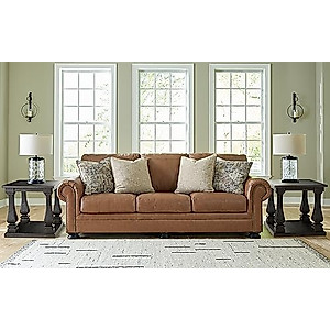 Signature Design by Ashley Carianna Classic Leather Match Sofa with Nailhead Trim, Dark Brown