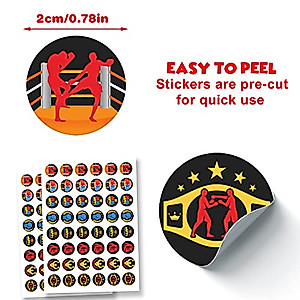 Boxing Labels Stickers Boxing Glove Boxing Match Sports Wrestle Fitness Theme Decor for Gym Boy Man 1st Birthday Party Baby Shower Photography Decorations Supplies 240 PCS Photo Booth Props Favors