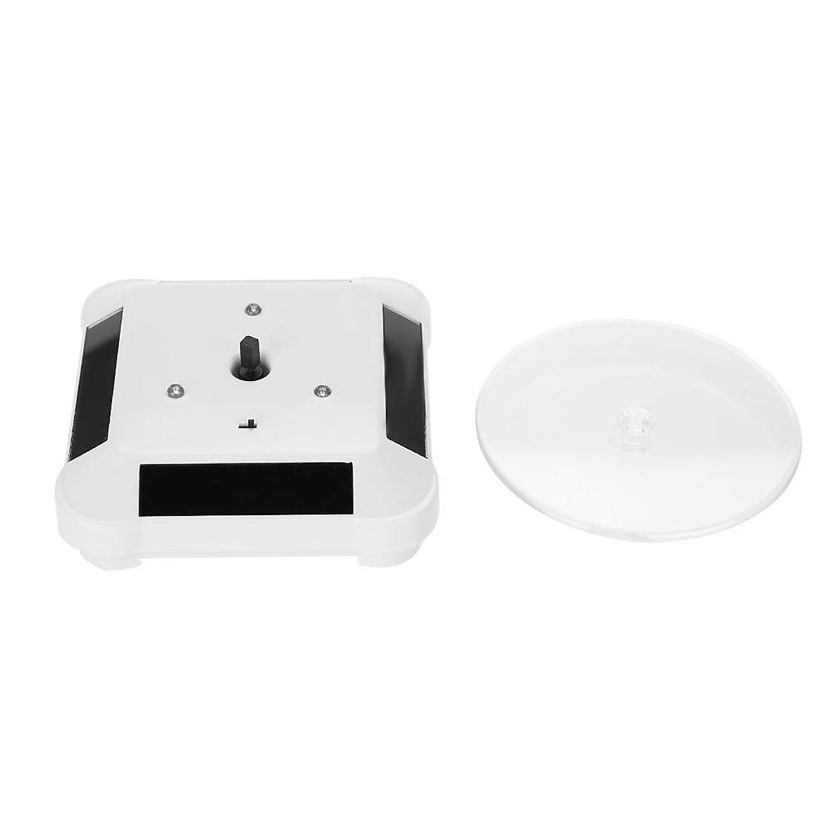 Solar Turntable For Jewelry Exhibition,Solar Showcase 360 Degrees Display Stand, Rotating Turntable with LED Light for Watch Phone Jewelry Display Stand(White)