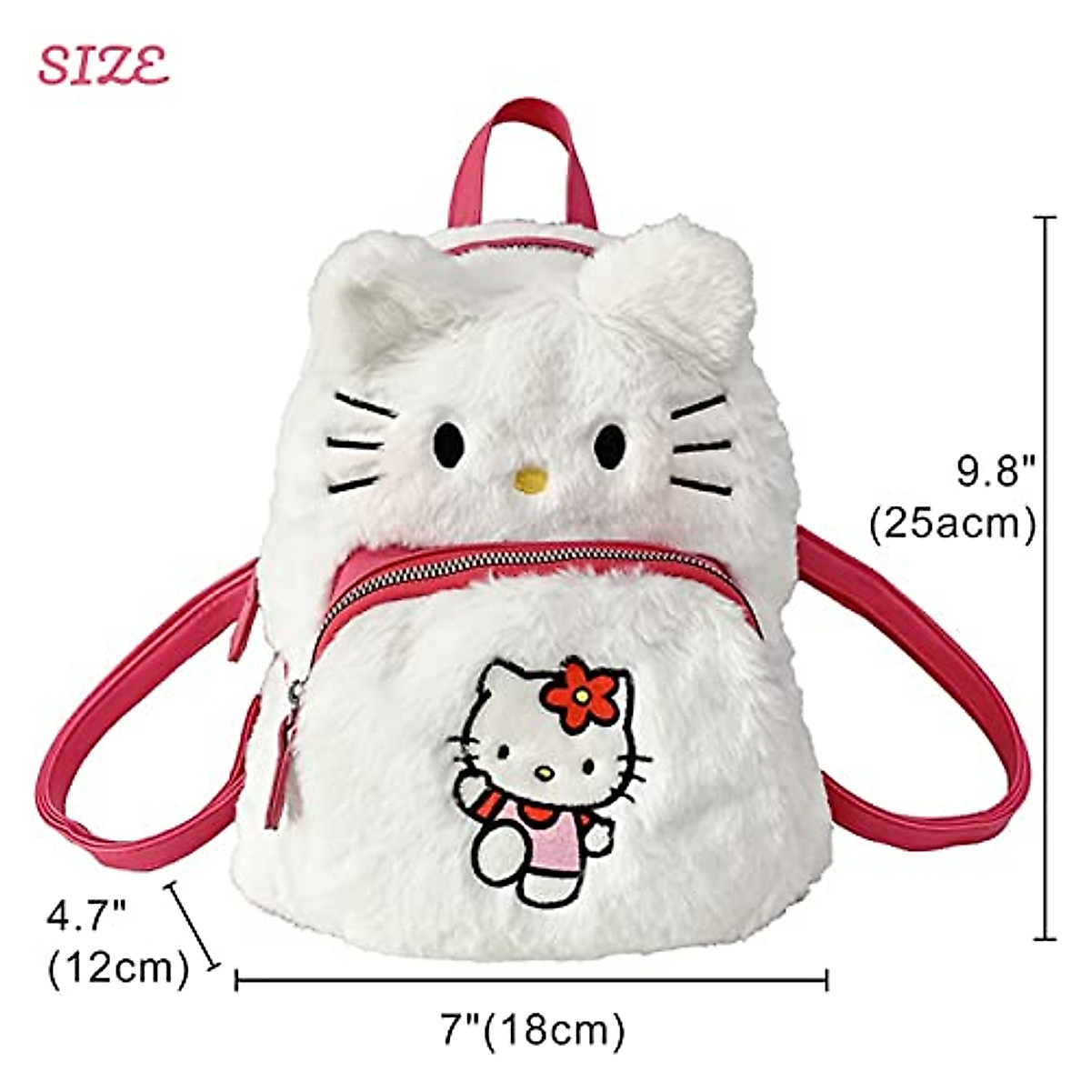 Ohjijinn Kawaii Backpack Cute Plush Bag, Anime Backpack Cartoon Schoolbag, Plush Backpack Mini Backpacks for Girls (White)