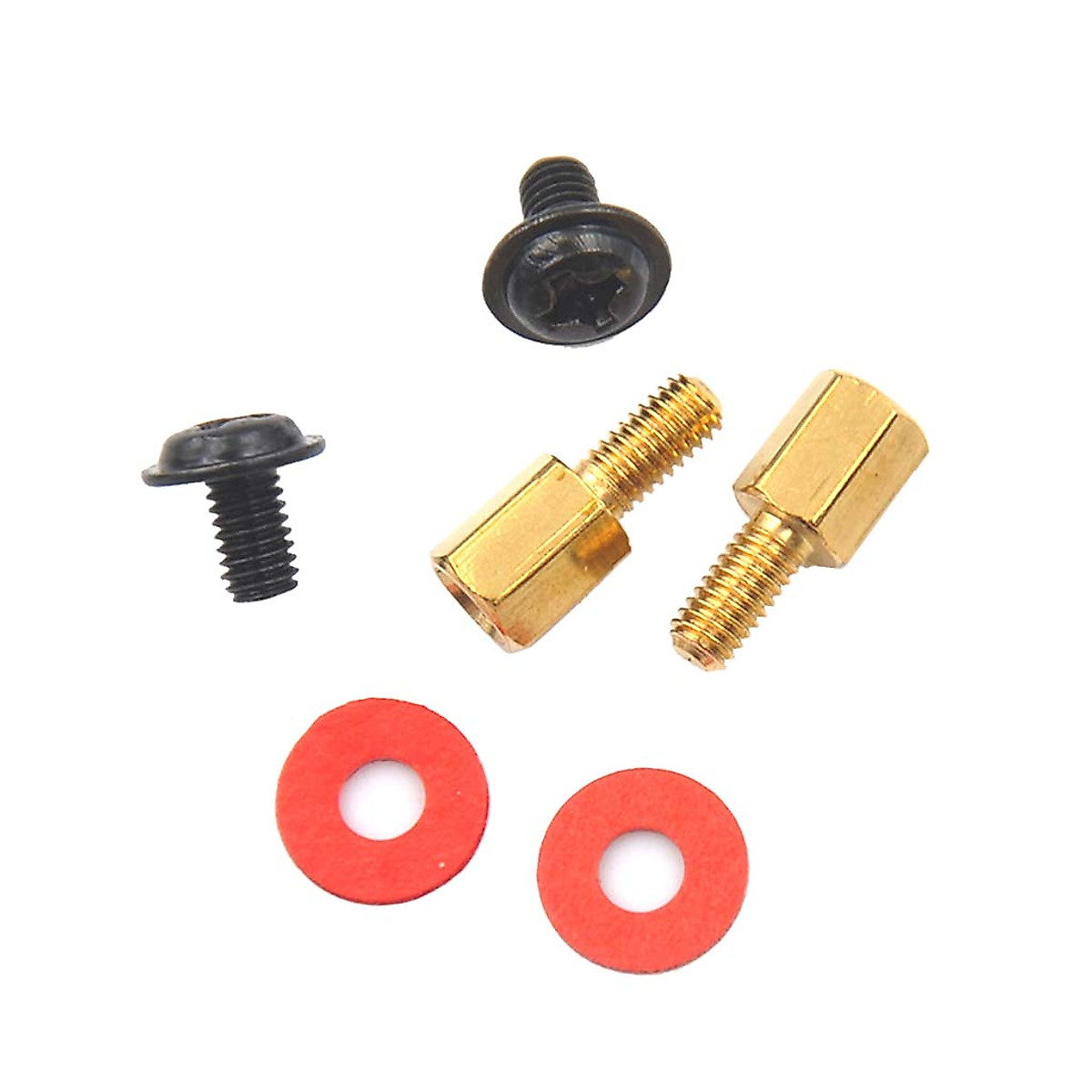 Sara-u 20Pcs Golden Motherboard Riser+Screws Computer Red Washers 6.5mm 6-32-M3 Gasket