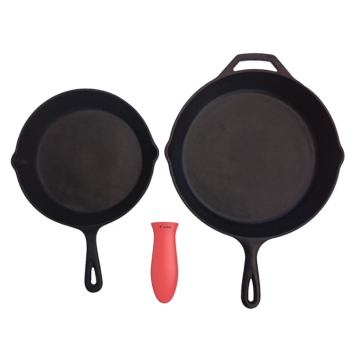 Silicone Hot Handle Holder + Assist Holder, Potholder (2-Pack Mix Red) for Cast Iron Skillets, Pans, Frying Pans & Griddles, Metal and Aluminum Cookware Handles - Sleeve Grip, Handle Cover