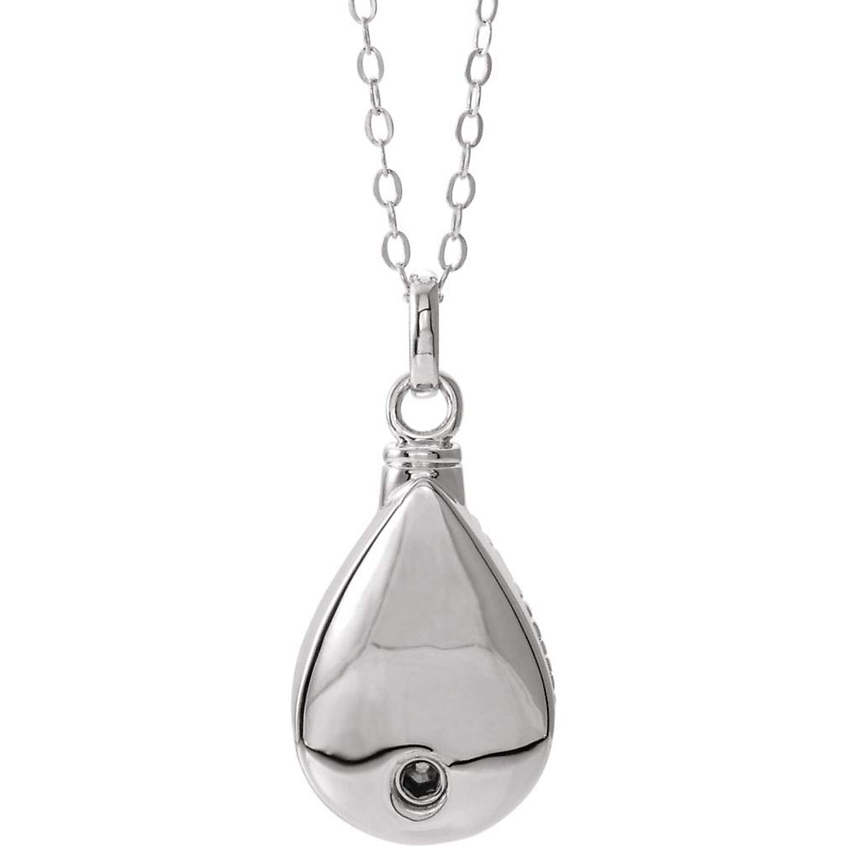 The Men's Jewelry Store (Unisex Jewelry) Antiqued Sterling Silver December CZ Birthstone Teardrop Ash Holder Cremation Urn Ash Holder Necklace 18 Inches