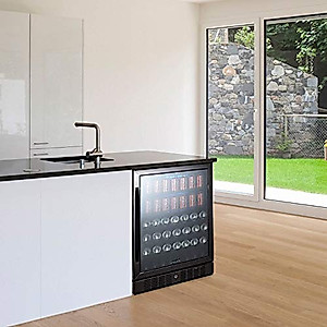 NewAir 24" Beverage Refrigerator Cooler - 177 Can Capacity Mini Fridge - Black Stainless Steal With Built In Cooler and Glass Door | Cool your Soda, Beer, and Beverages to 37F NBC177BS00