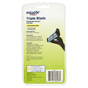 Equate Triple Blade Disposable Razors for Men, 8 Ct