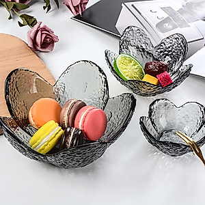 CALLARON Glass Containers Glass Japanese Bowls Flower Shaped Bowl Salad Mixing Bowl Crystal Fruit Candy Snack Bowl Decorative Appetizer Plates for Home Kitchen Tableware Terrarium
