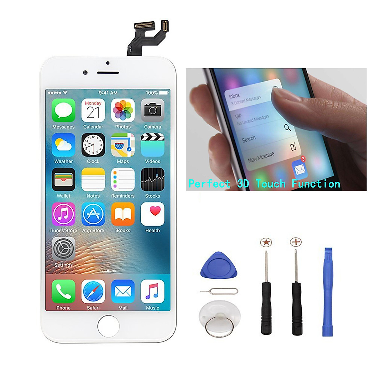 White Replacement LCD Screen Compatible with iPhone 6S Plus 5.5 Inch Display Digitizer Assembly Full Complete Front Glass with Repair Tools