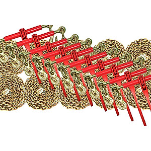 3/8 Transport Hauling Load Package - 10x Ratchet Binders - 10x 10' Foot Chains