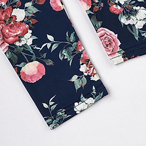 Yoxindax Toddler Kid Girl Clothes Bell sleeves Ruffle High Low Bowknot Solid Top Floral Print Leggings Fall Winter Outfit Set(5-6t)