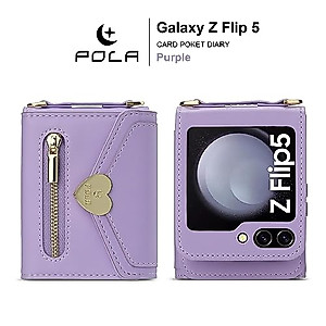 phone flip case Compatible with Samsung Galaxy Z Flip 5 Case with Card Holder and PU Leather Wallet Case Compatible with Women Girls 360 Shockproof Full Body Protection Bumper Shockproof Flip Case pho