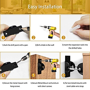 Furniture Anchors Upgraded Furniture Straps for Baby Proofing, Furniture Wall Anchors Metal Secure 400 Pound Falling Furniture Prevention Straps Child Pet Safety Straps Earthquake Resistant (6pack)