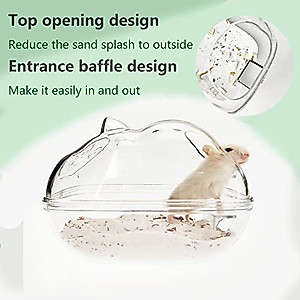 SpringSmart Hamster Bathroom with Scoop Set, Transparent Sand Bathtub with Large Space for Small Animals, Dwarf Hamster Toilet (M(6X4X4 inch))