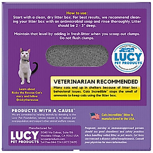 Lucy Pet Cats Incredible 18 lb Box Clumping Cat Litter Recyclable Box with Smell Squasher, Absorbent Natural Clay Formula Prevents Ammonia Smell Build-Up, Light Lavender Scent