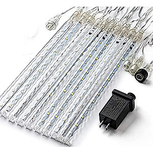 Misopily Meteor Shower Lights,Outdoor String Lights Christmas Lights,11.8 Inches 10 Tubes 240 LED Falling Rain Lights IP 67 Waterproof for Christmas Tree Decor Garden Yard,Blue