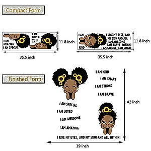 Black Girl Wall Decor Sticker Inspirational Quotes I'm Kind Wall Decals Positive Words Motivational Lettering African American Wall Stickers for Baby Toddler Room Decorations Nursery Playroom Bedroom Wall Decoration.