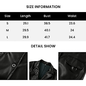 ABYOVRT Women Leather Jacket Oversized Faux Leather Blazer Button Down Lapel Coat with Pockets Vintage Streetwear (Black,Small)