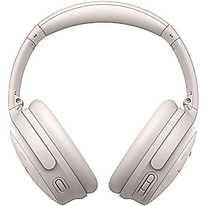 Bose QuietComfort 45 Wireless Noise-Canceling Headphones (White Smoke) Bundle with Headphone Stand + USB Wall Adapter + Headphone Cleaning Kit (Renewed)