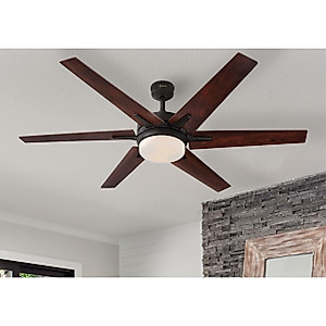 Westinghouse Lighting 74002B00 Transitional Cayuga, Smart WiFi Ceiling Fan Compatible with Amazon Alexa and Google Home with LED Light, Remote Control, 60 Inch, Black-Bronze Finish, Frosted Opal Glass