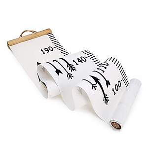 Baby Height Growth Chart Hanging Rulers Kids Room Wall Wood Frame Canvas Ruler Room Decoration 79''x7.9'' (Arrow)