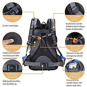 Diamond Candy Waterproof Hiking Backpack for Men and Women, Lightweight Day Pack for Travel Camping, Darkblue, 40L