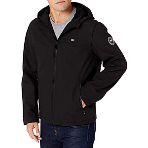 Tommy Hilfiger Men's Lightweight Performance Softshell Hoody Jacket, Black, Medium