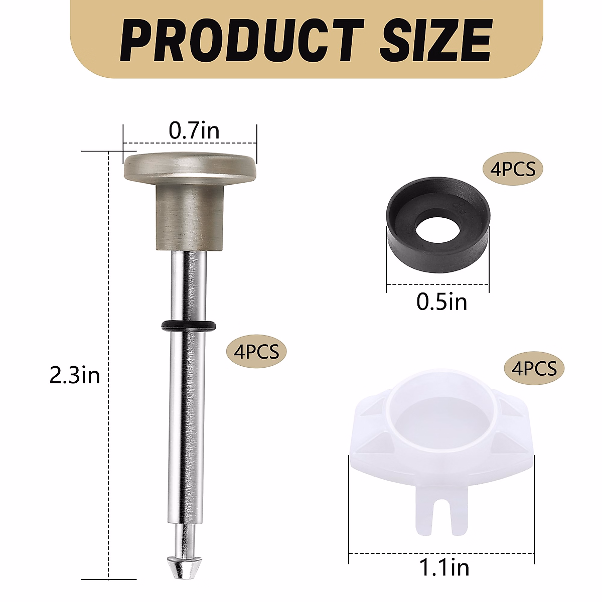 Nkiy Quen Set of 4 Tub Spout Diverter Repair Kit with Wire Drawing Surface-Bathtub Spout with Diverter Repair Kit-Tub Faucet Repair Replacement Parts for Broken or Leaking Repairs