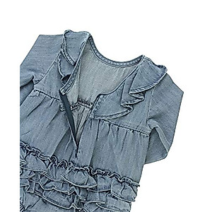 RuffleButts® Baby/Toddler Girls Light Wash Denim V-Back Bubble Romper - 0-3m