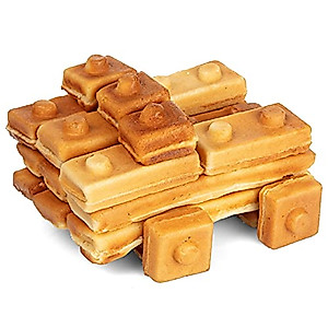 Building Brick Electric Waffle Maker with 2 Construction Eating Plates- Cook Fun, Buildable Waffles or Pancakes in Minutes- Revolutionize Breakfast for Kids, Adults- Stack & Build on Serving Dishes