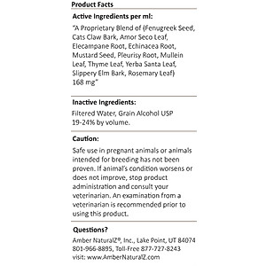 Amber NaturalZ Numo Care C Lung Health Herbal Supplement for Cats | Feline Herbal Supplement for Bronchial Support and Respiratory Lung Health | 1 Fluid Ounce Glass Bottle | Manufactured in The USA