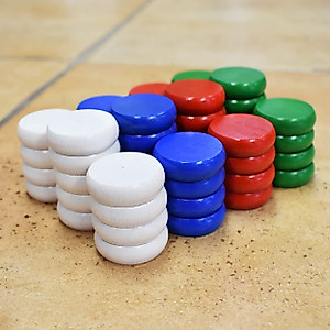 4 Player Crokinole Disc Party Pack (52 Large Discs - 1 1/4 Inch Diameter (3.2cm))