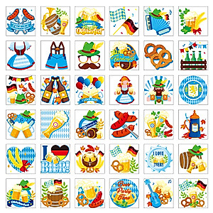 Qpout 72Pcs Oktoberfest Temporary Tattoos Beer Face Fake Tattoos Stickers for Beer Theme Party Decorations Oktoberfest Party Favors Supplies